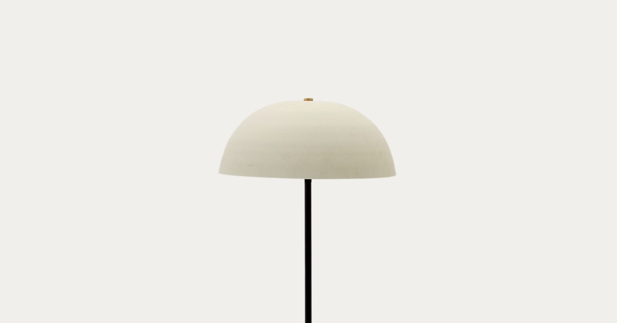 Nibla black metal floor lamp with white clay-effect shade | Kave Home Spain