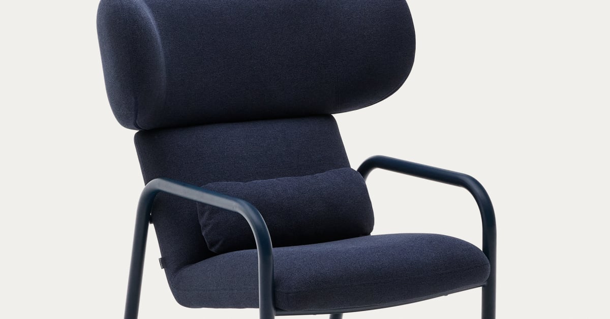 Inari armchair in beige with beige painted steel finish FSC Mix Credit ...