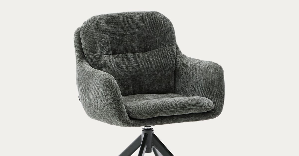 Lexa swivel chair in green chenille and steel legs in a green finish ...