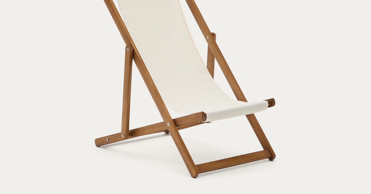 Transat d’extérieur pour enfant pliant Adredna beige en bois d’acacia ...