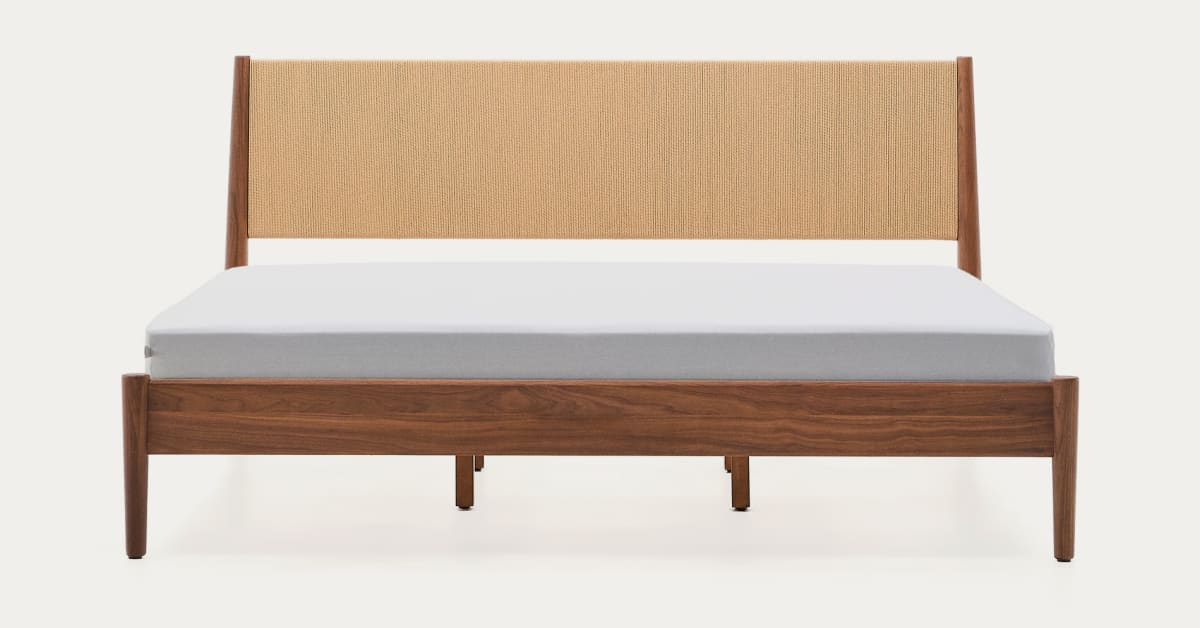Elan bed in veneer and solid walnut wood with cord mattress 180 x 200 ...