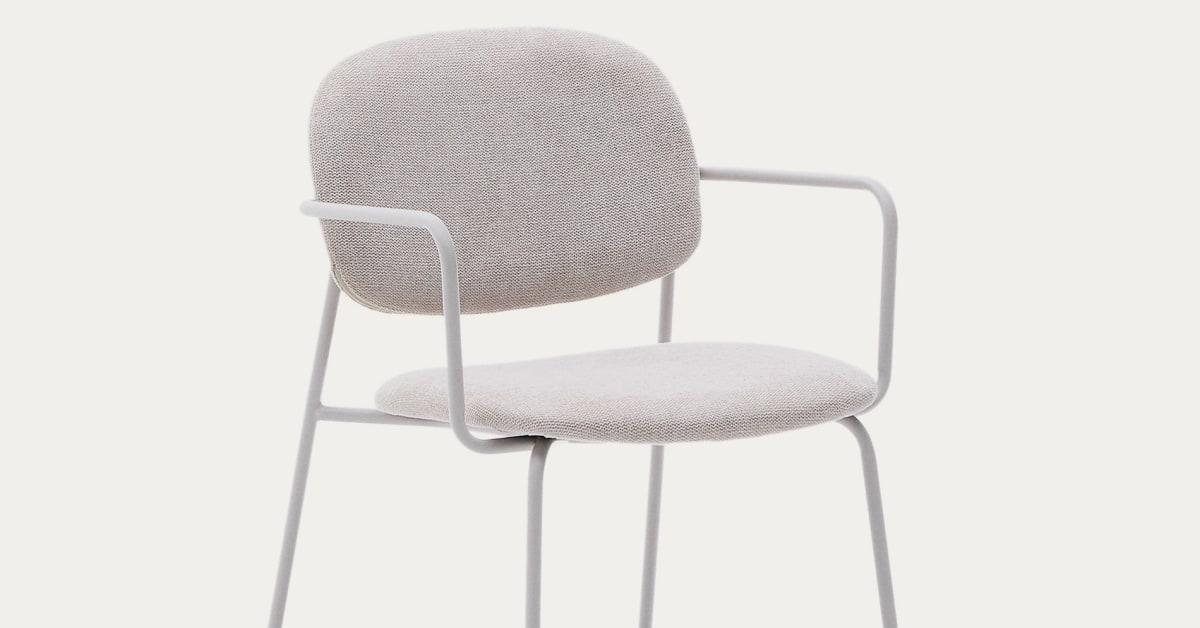 Meli chair in beige chenille with beige metal structure FSC Mix Credit ...
