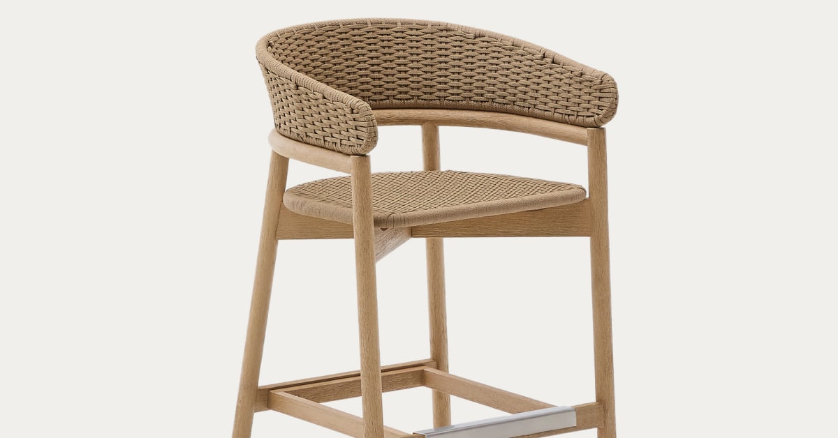 Tamboret Arinella de fusta massissa d'acàcia amb acabat en to natural i ...