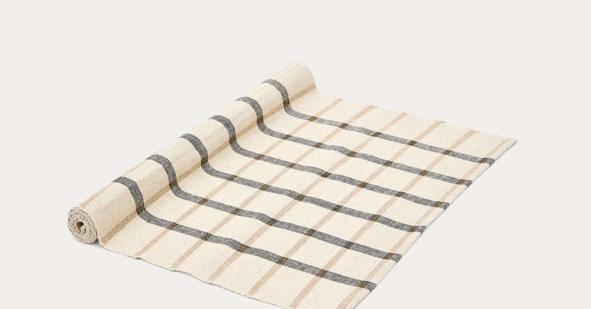 Runner da tavola Gridal in juta a righe beige e nere 150 x 50 cm | Kave ...