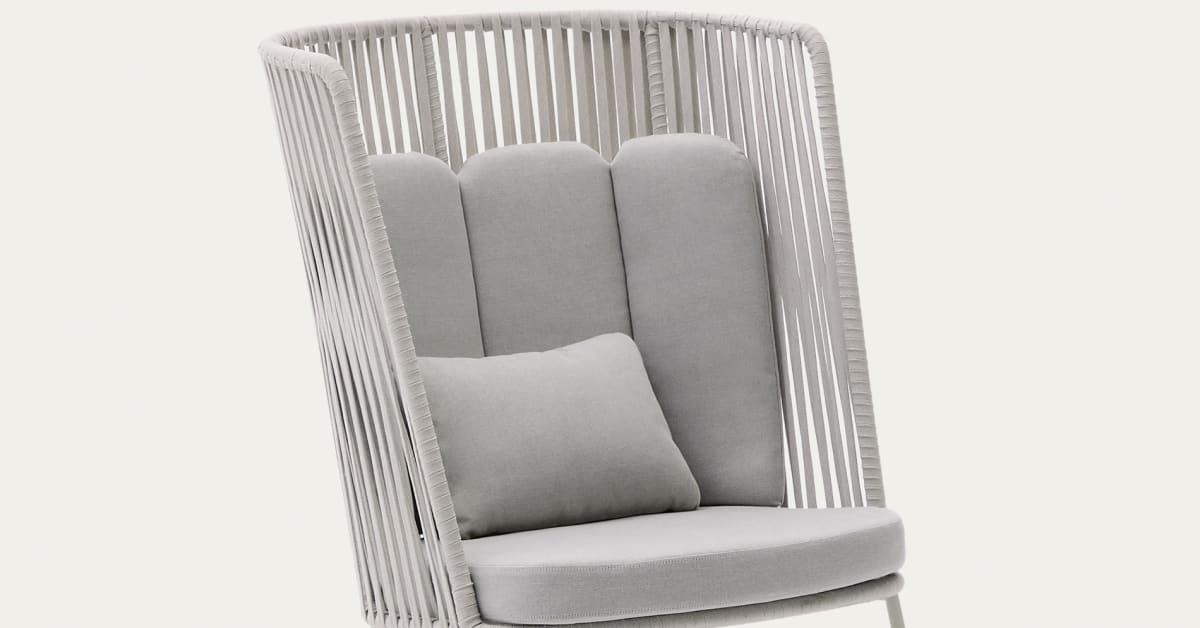 Butaca d'exterior amb respatller alt Saconca de corda i acer ...