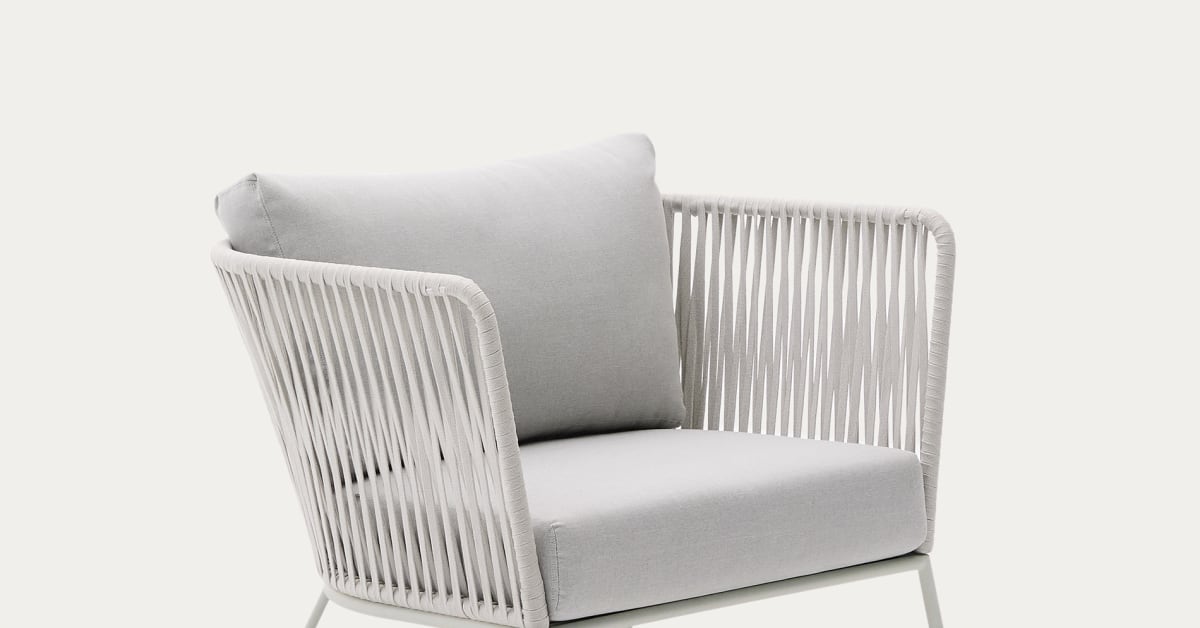 Butaca d'exterior Saconca de corda i acer galvanitzat gris | Kave Home ...