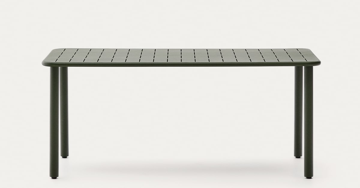 Brai outdoor table in green galvanised steel 180 x 90cm | Kave Home Greece