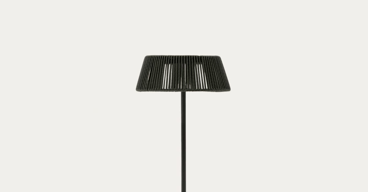 Aldet outdoor solar floor lamp in black and green mottled rope cord ...
