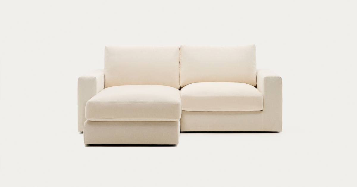 Divano modulare sfoderabile Alea 3 posti in ciniglia chaise longue ...