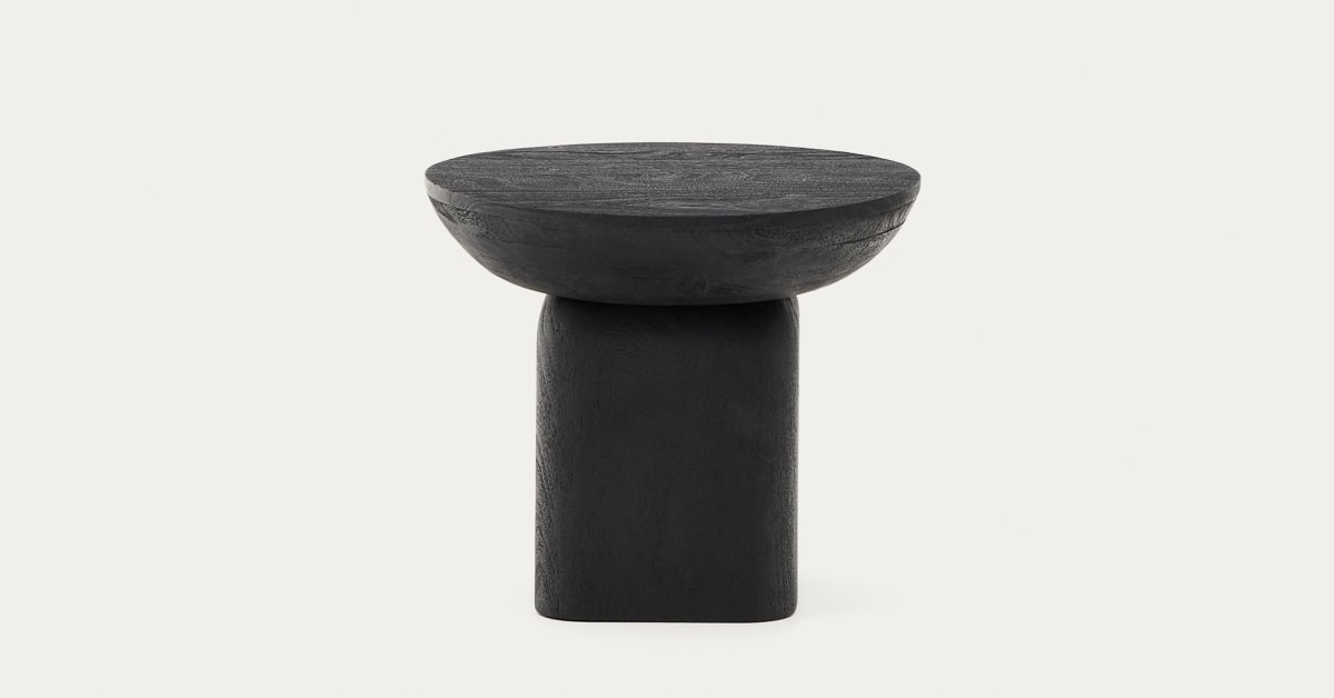 Ovak side table in solid acacia wood with black finish FSC 100% Ø50cm ...