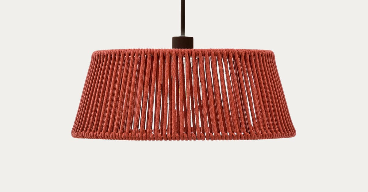 Abajur para candeeiro de teto Aldet de corda jaspeada terracota Ø46 cm ...