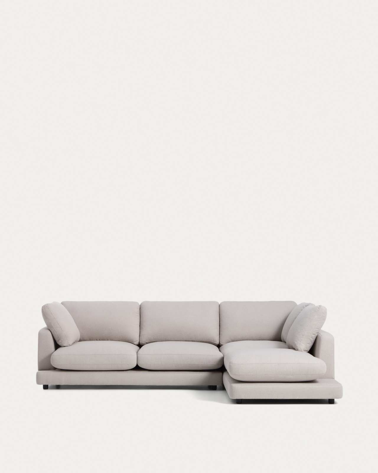 4-Sitzer-Sofa Gala aus grauem Micro-Bouclé mit rechter Chaise Longue ...