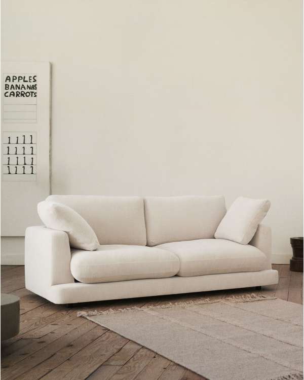 Gala 4-seater modular sofa in beige micro bouclé FSC Mix Credit 330cm ...