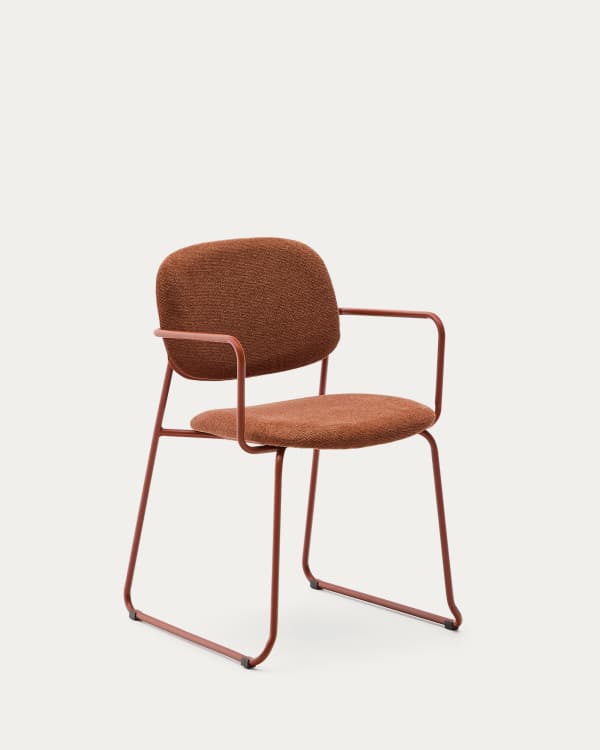 Stapelbarer Stuhl Meli mit beiger Chenille und beigen Metallbeinen FSC ...