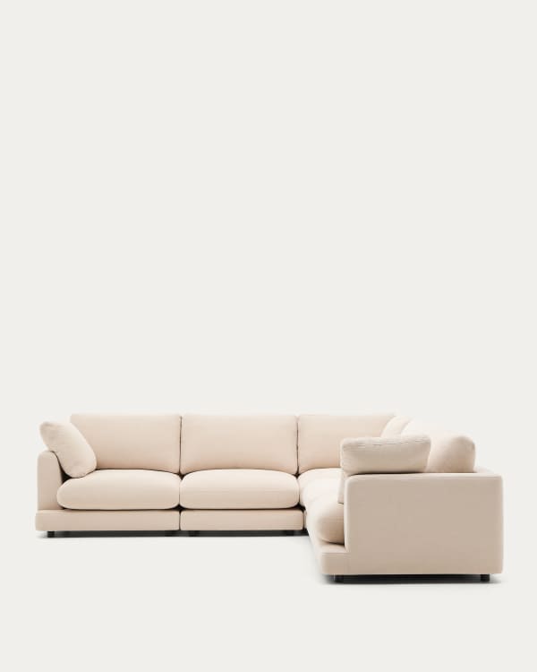 Gala beige 4-seater sofa in micro bouclé with right chaise longue FSC ...