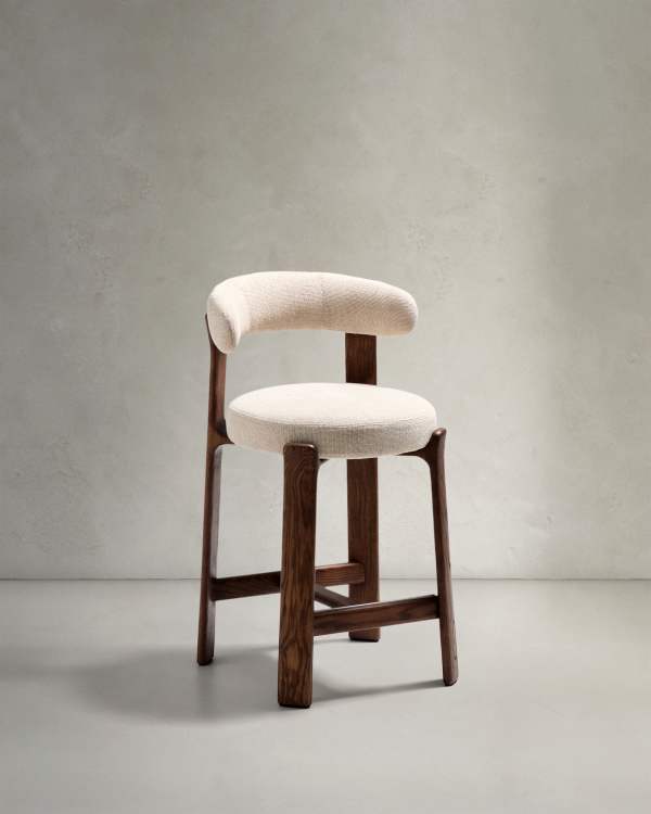 Granite armchair, fire-retardant terracotta chenille and solid ash wood ...