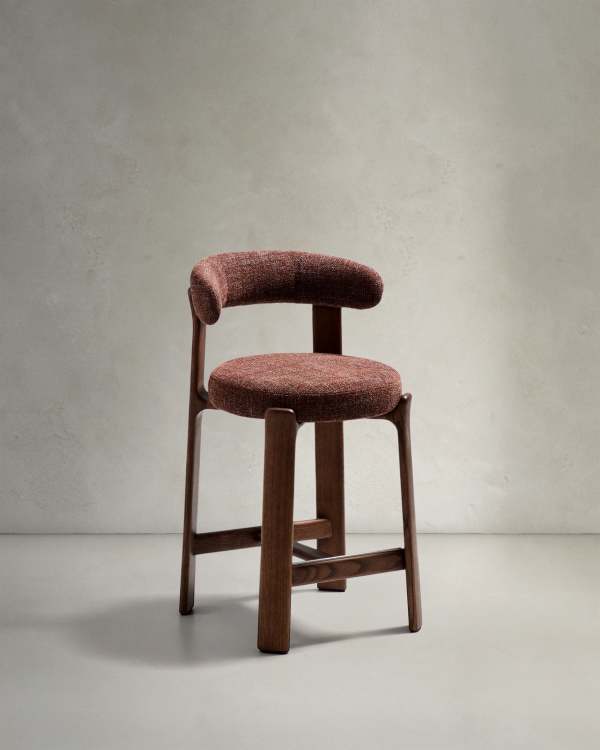 Granite armchair, fire-retardant terracotta chenille and solid ash wood ...