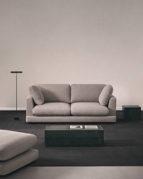 Gala mustard 4-seater sofa in micro bouclé with right chaise longue FSC ...
