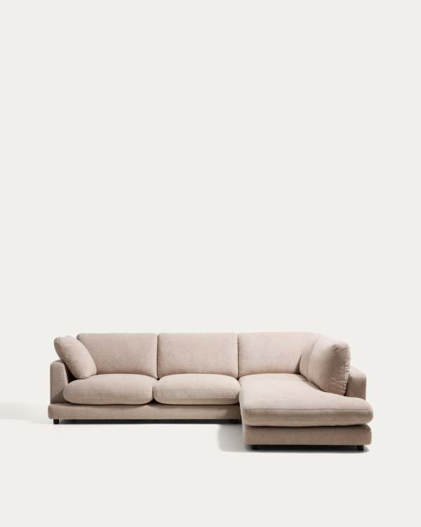 Gala footrest in beige micro bouclé FSC Mix Credit 90 x 90cm | Kave Home