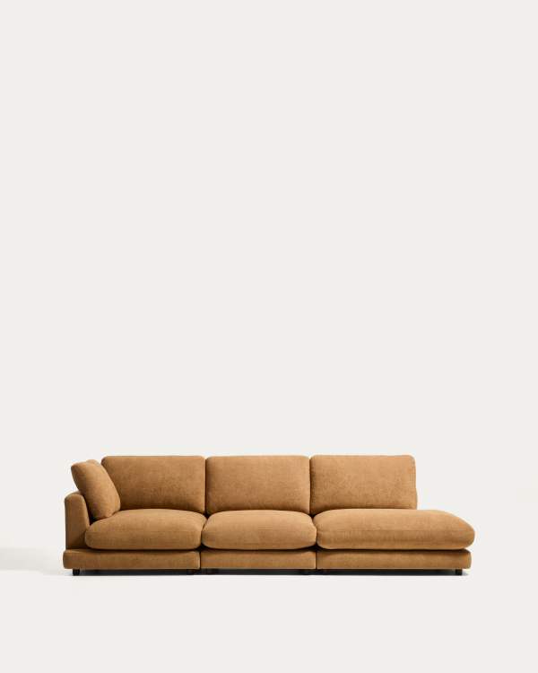 Gala 3-seater modular sofa in beige chenille, FSC Mix Credit, 240 cm ...