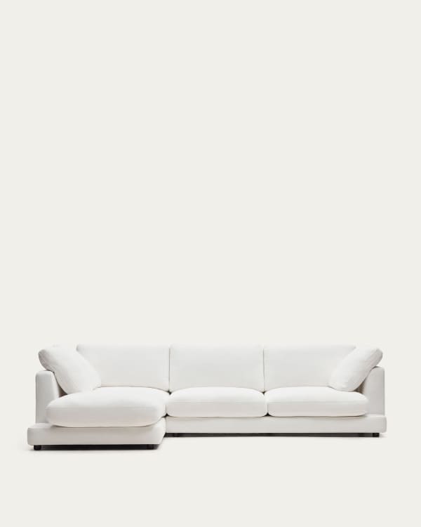 Gala 4-seater modular sofa with end module left side in mustard micro ...