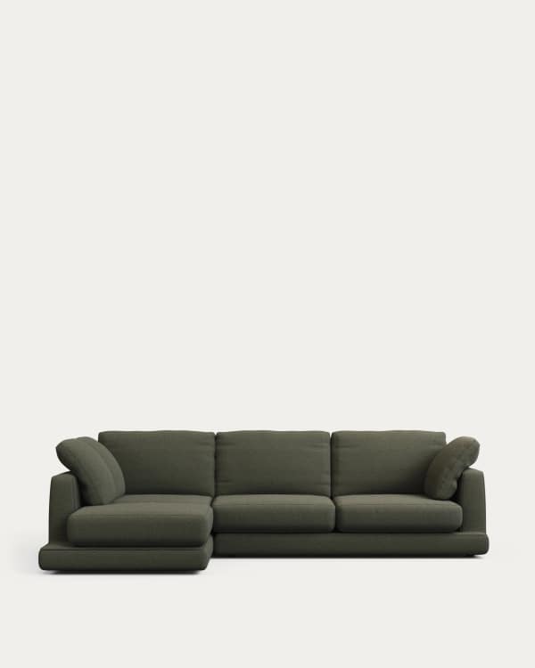 Sofá modular Gala 4 lugares com terminal direito de chenille bege FSC ...
