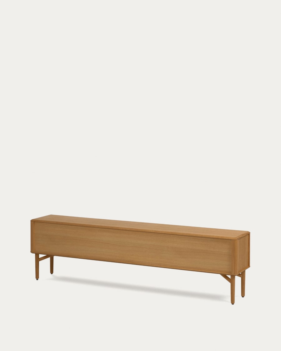 Lenon 2 door solid wood and oak veneer TV stand 200 x 57 cm FSC MIX Credit Kave Home International
