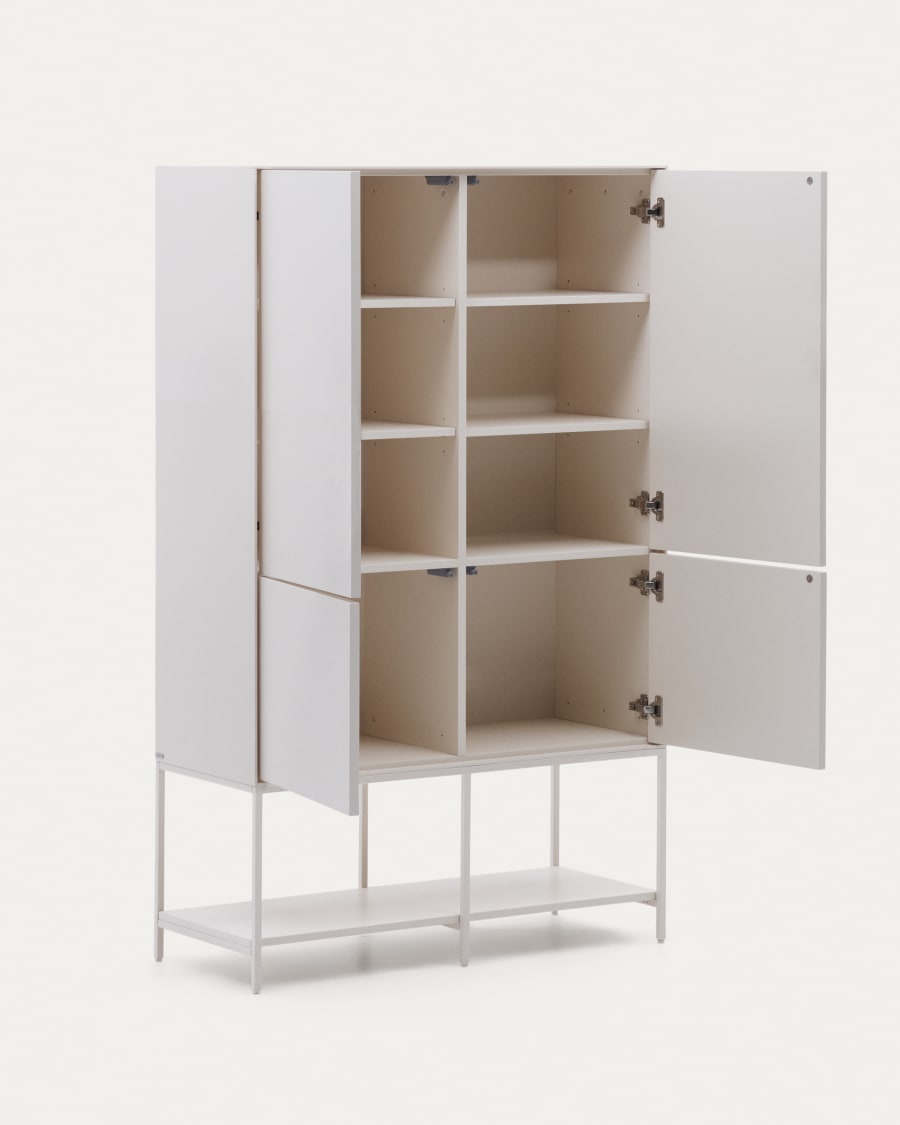 Vedrana 4 door tall sideboard white lacquered MDF 97.5 x 160 cm Kave Home Germany