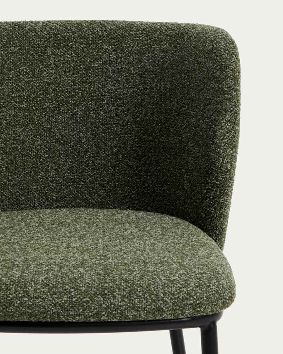 Ciselia dark green thick chenille chair with black finish steel legs FSC Mix Credit | Kave Home ...