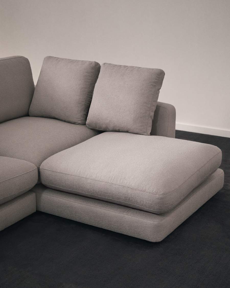 4-Sitzer-Sofa Gala aus grauem Micro-Bouclé mit rechter Chaise Longue ...