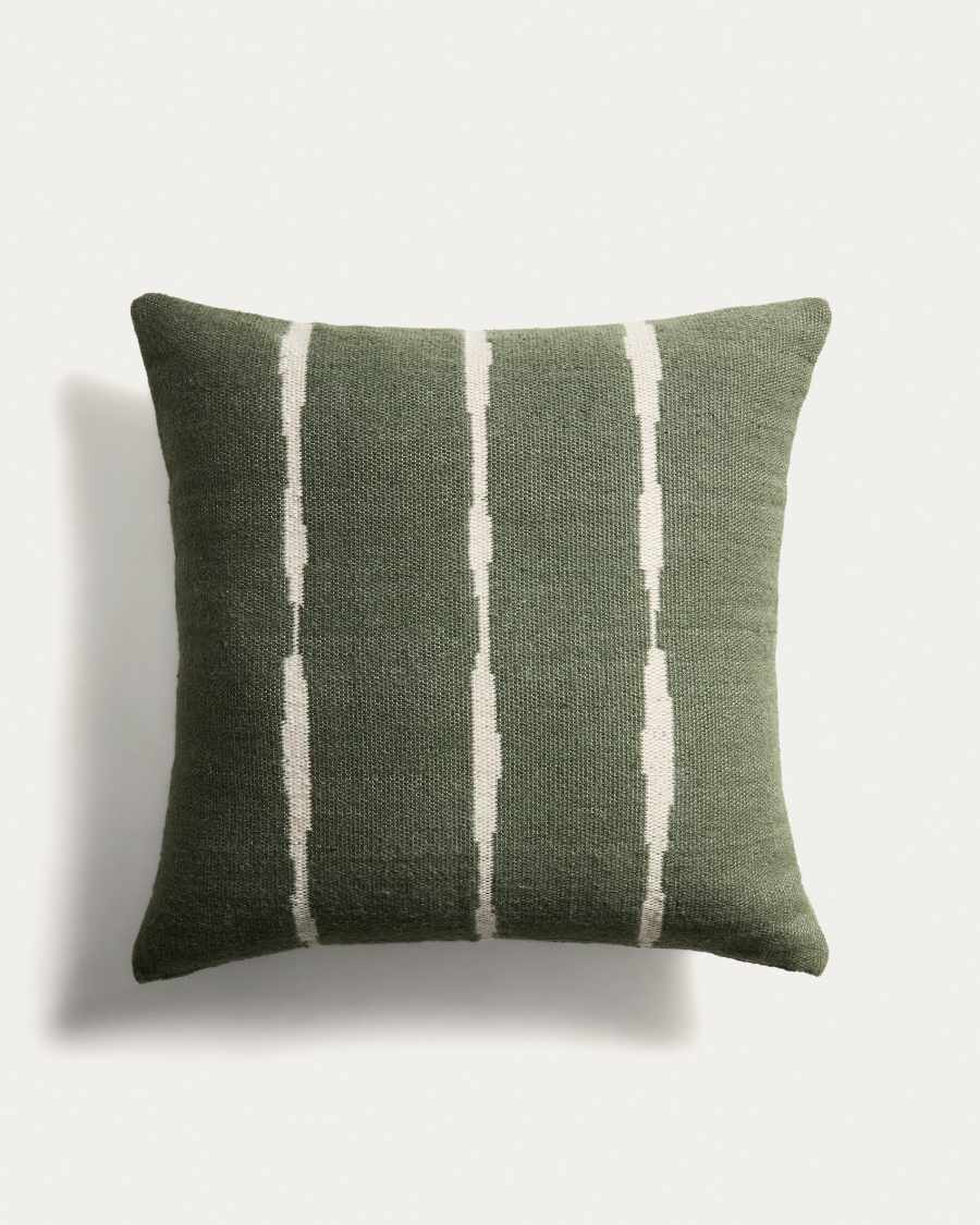 Housse de coussin de sol Daila avec motif ikat 100 % PET verte 70 x 70 ...
