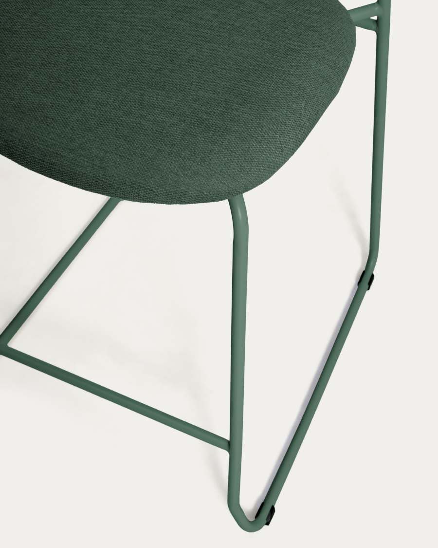 Meli stackable stool in green chenille with green metal legs FSC Mix ...