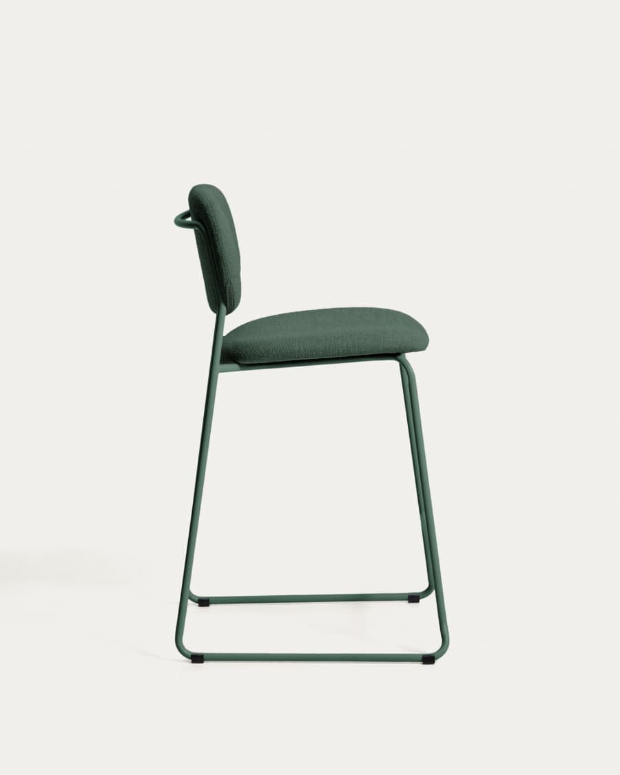 Meli stackable stool in green chenille with green metal legs FSC Mix ...
