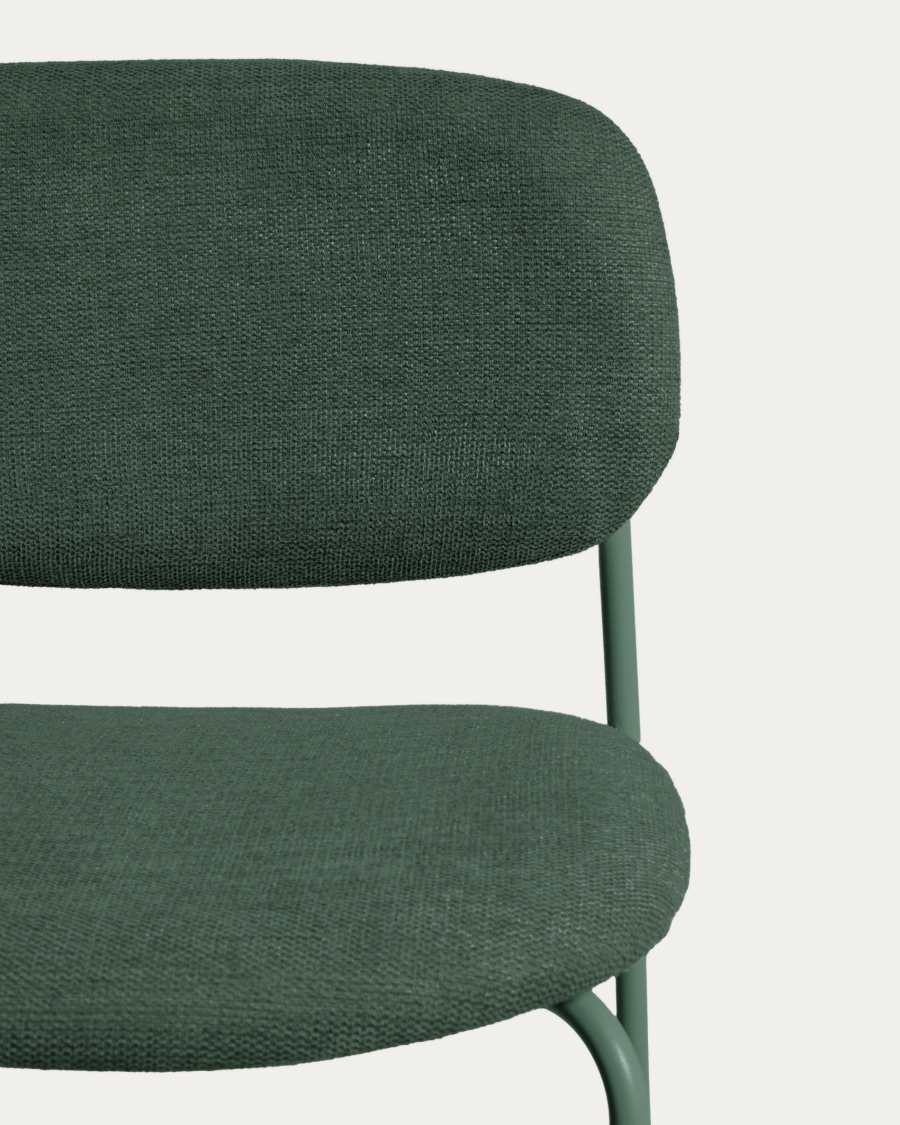 Meli stackable stool in green chenille with green metal legs FSC Mix ...