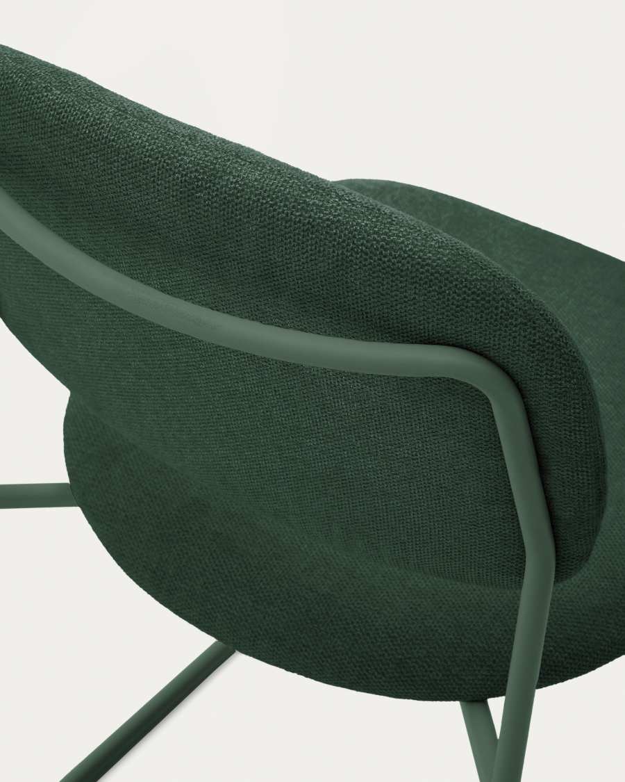 Meli stackable chair in green chenille with green metal legs FSC Mix ...