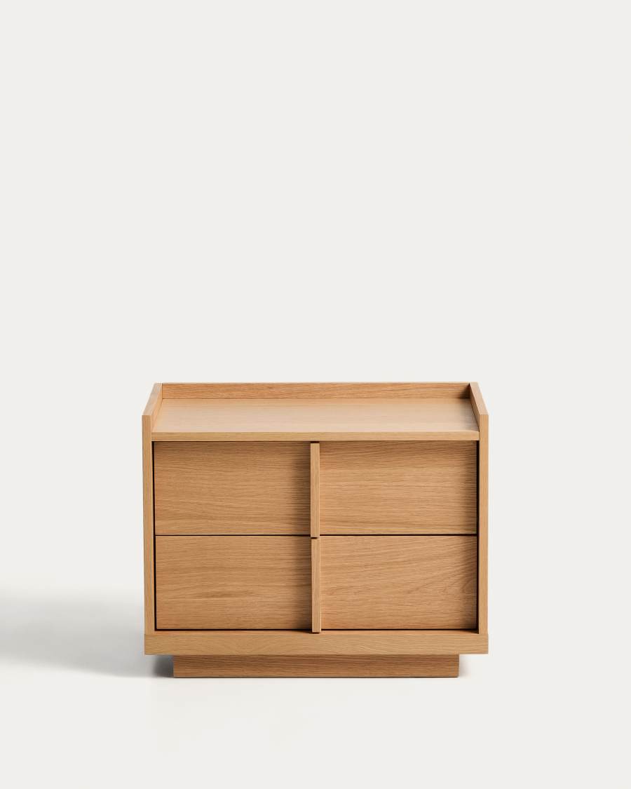 Onix bedside table 2 drawers oak veneer in a natural tone finish 60 x ...
