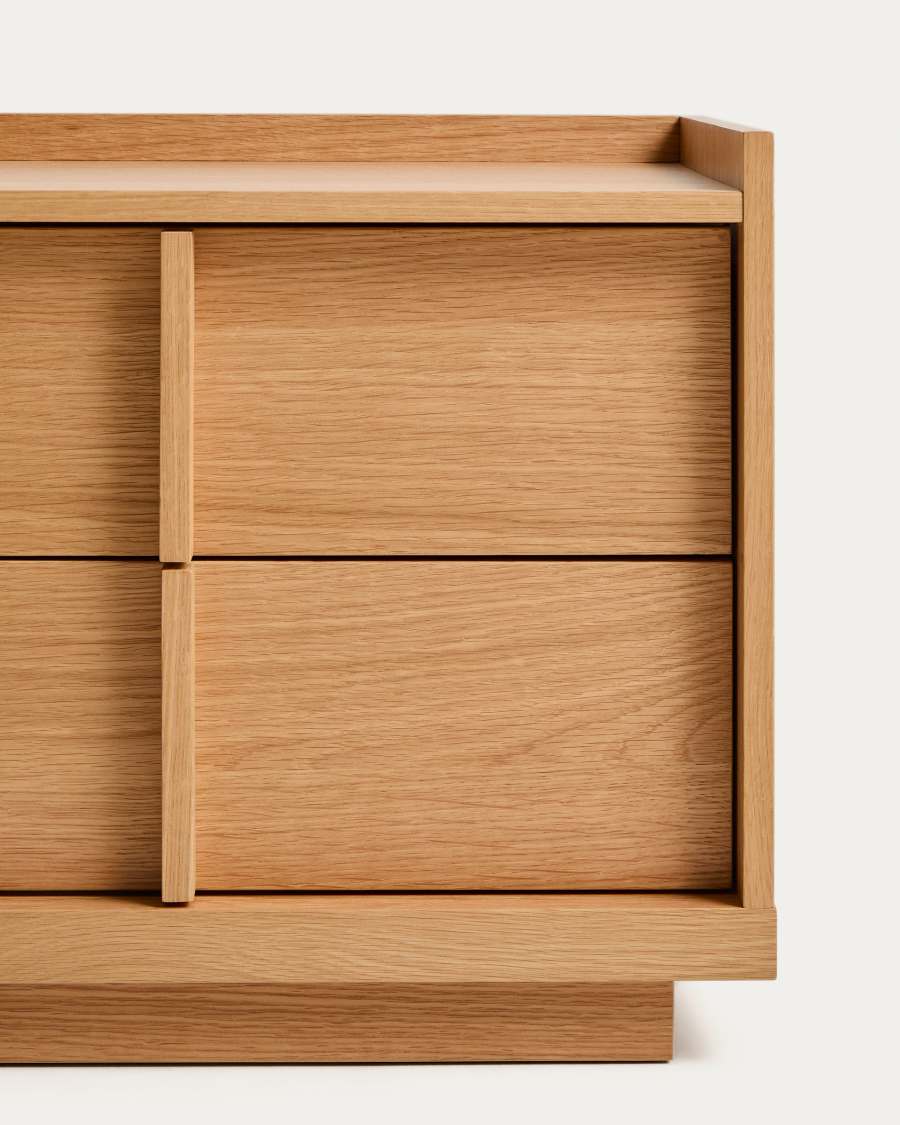 Onix bedside table 2 drawers oak veneer in a natural tone finish 60 x ...