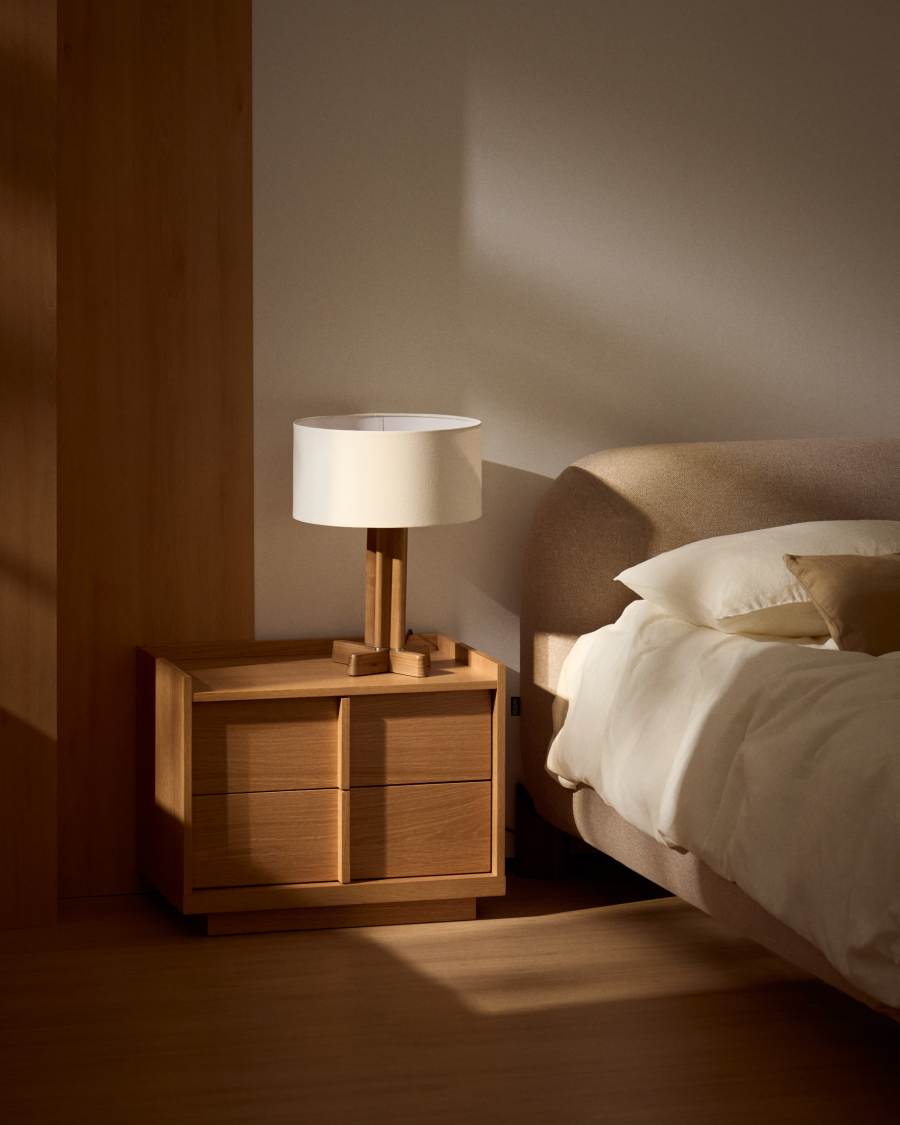 Onix bedside table 2 drawers oak veneer in a natural tone finish 60 x ...