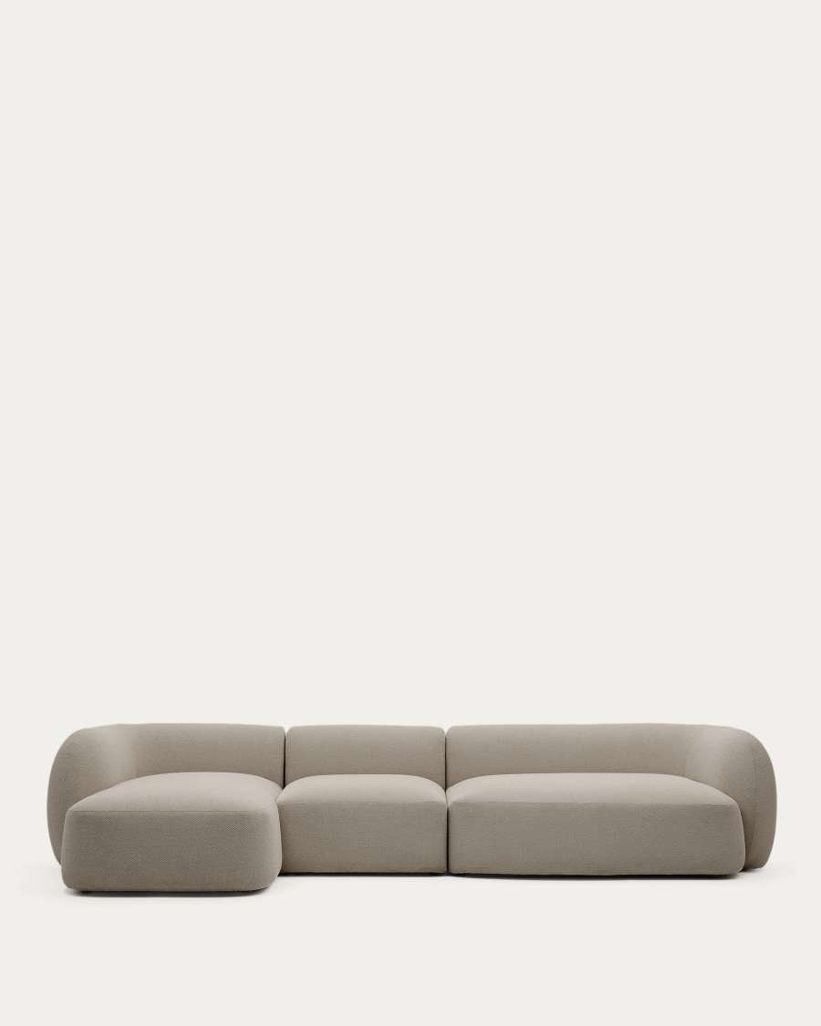 Martina stone-coloured chenille 4-seater modular sofa with left chaise ...