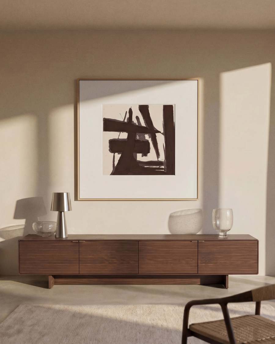 Mueble TV Norlen 4 puertas de chapa de nogal FSC Mix Credit 200 x 46 cm ...