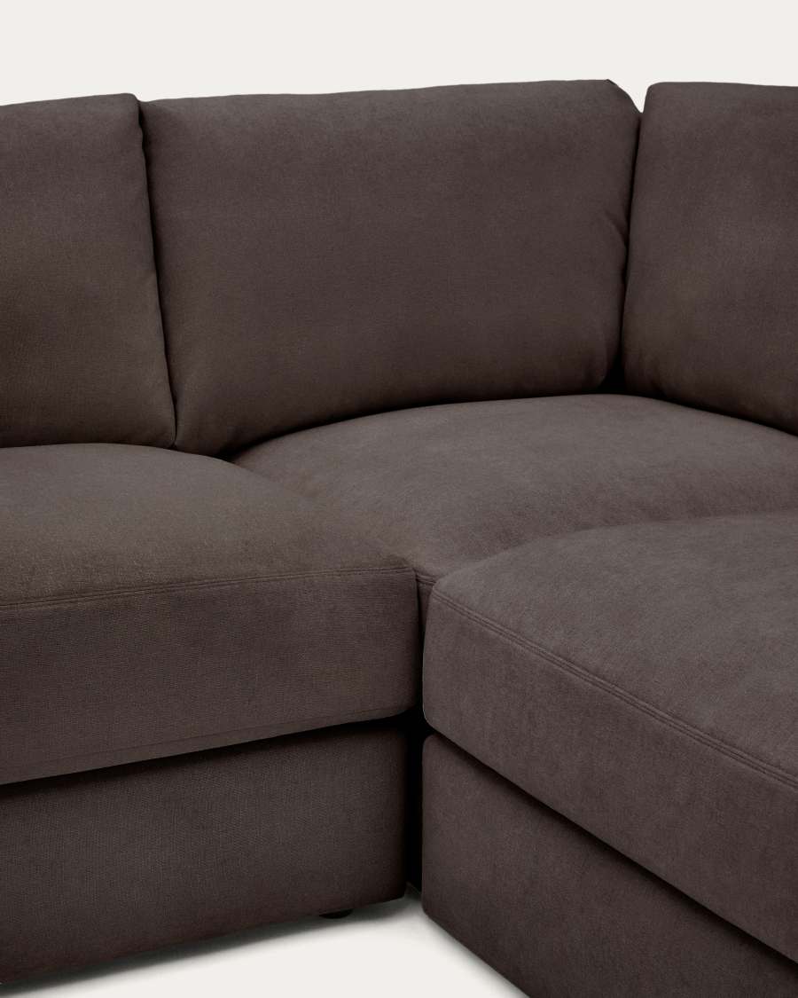Alea 5-seater modular corner sofa with removable cover in dark brown ...