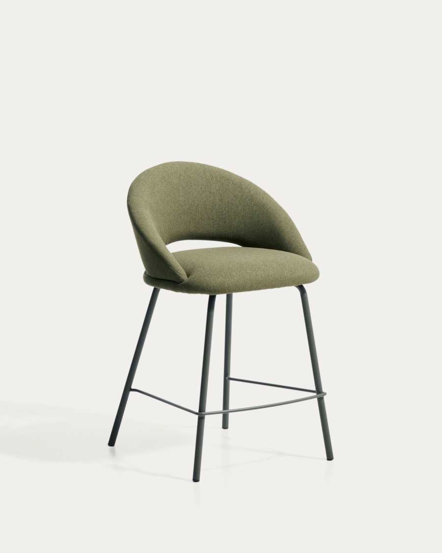 Bonali stool in green chenille with green metal legs FSC Mix Credit ...