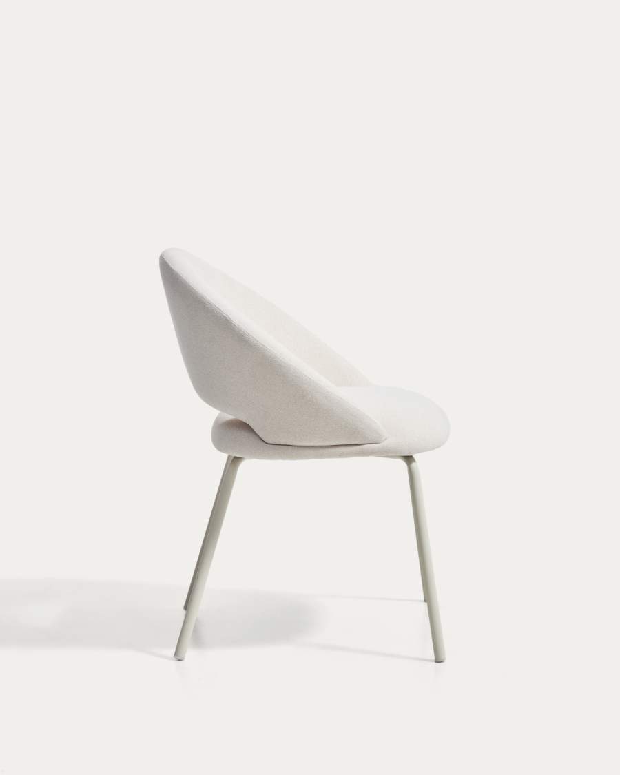 Sedia Bonali in ciniglia beige con gambe in metallo beige FSC Mix ...