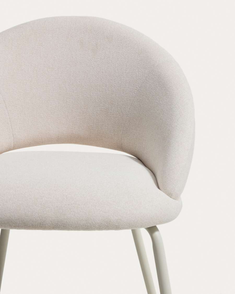Sedia Bonali in ciniglia beige con gambe in metallo beige FSC Mix ...