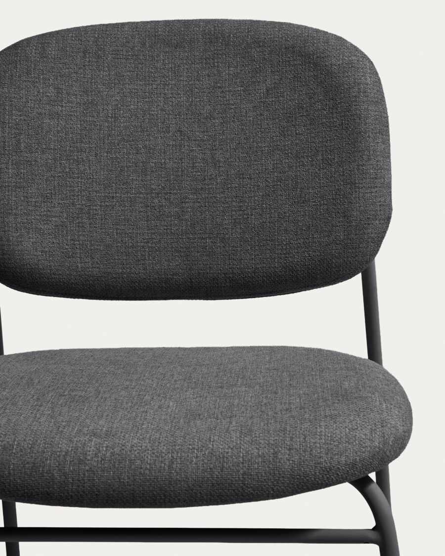 Meli stackable chair in grey chenille with grey metal legs FSC Mix ...