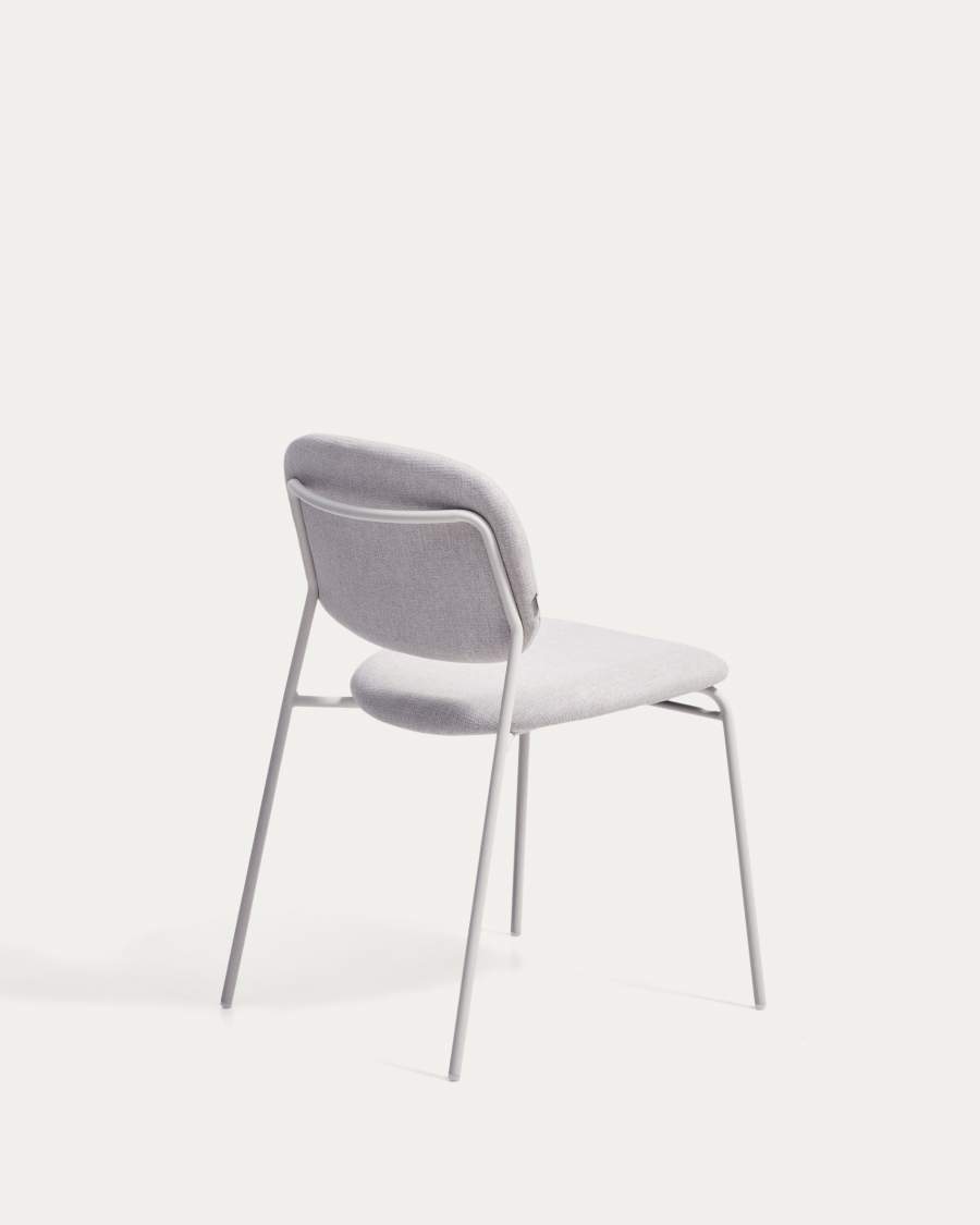 Meli stackable chair in beige chenille with beige metal legs FSC Mix ...