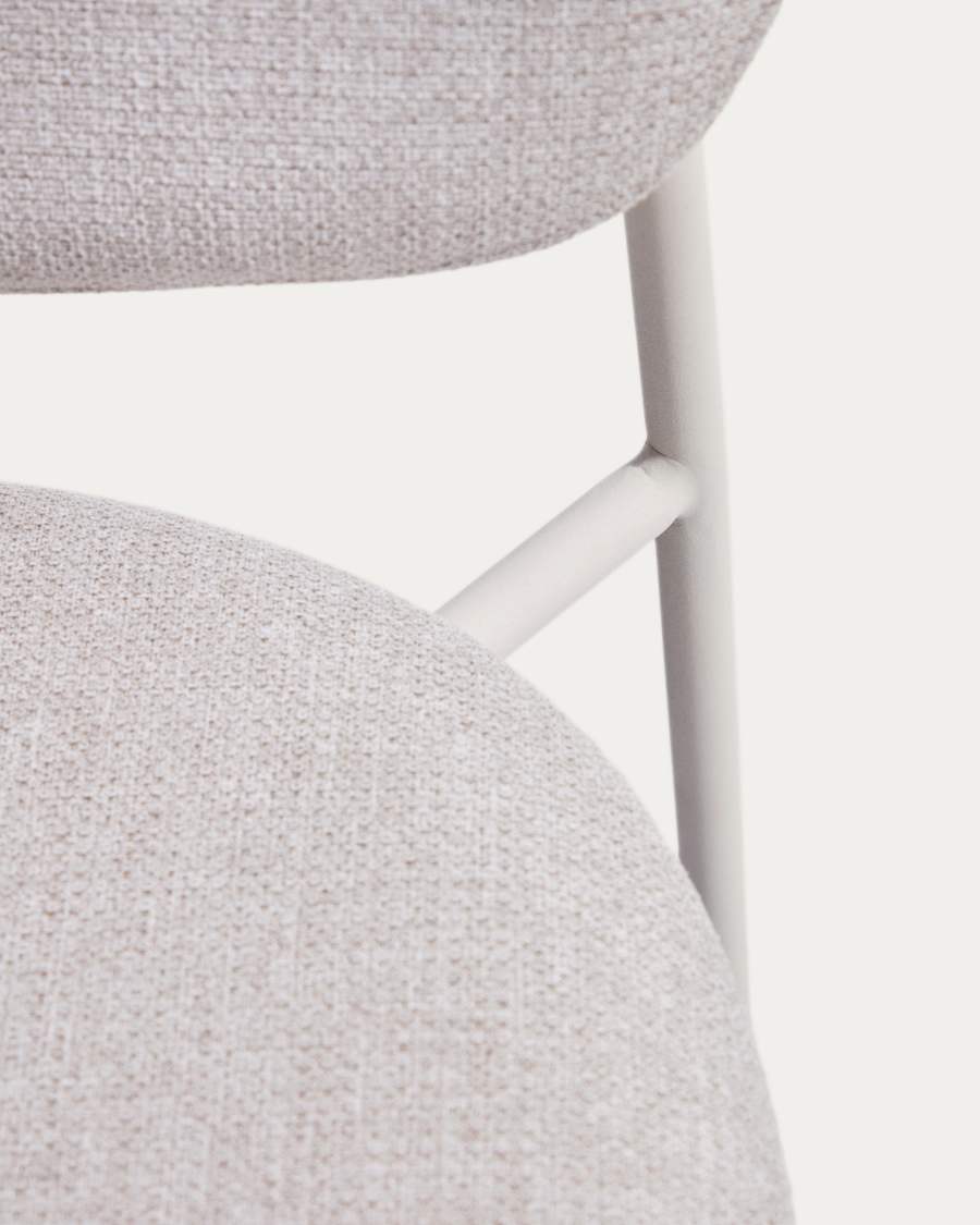 Meli stackable chair in beige chenille with beige metal legs FSC Mix ...