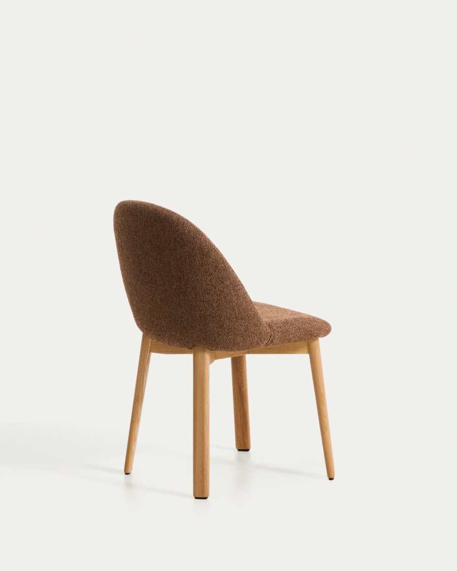 Meila chair in terracotta chenille with legs in solid ash wood with ...