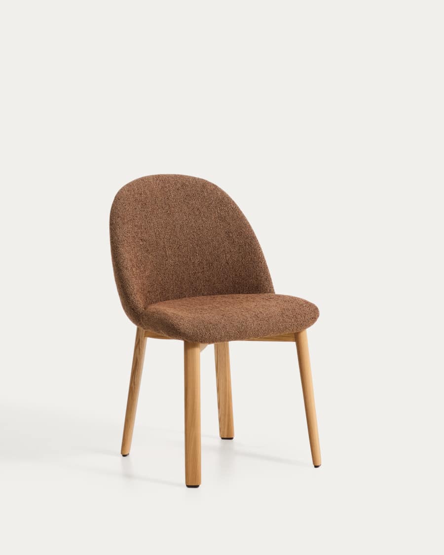 Meila chair in terracotta chenille with legs in solid ash wood with ...