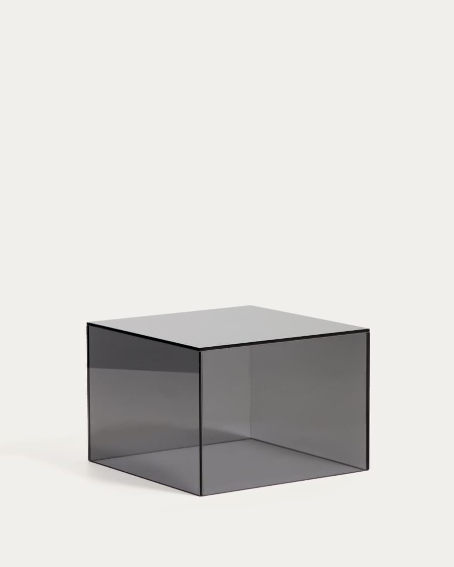 Orlia side table in dark grey tempered glass 50 x 50cm | Kave Home